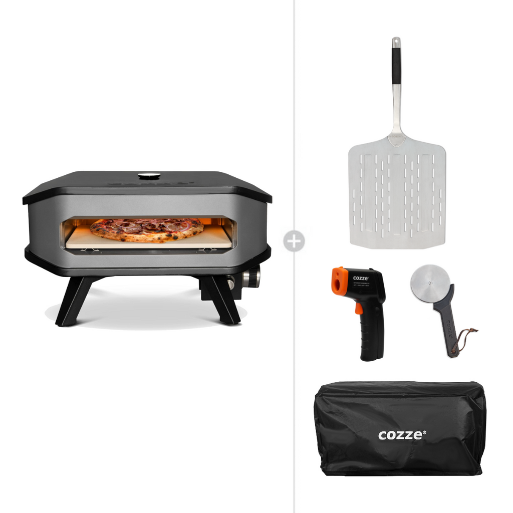 Cozze 13" Pizza Oven Gas Led (Grey) Protect and Serve Bundle