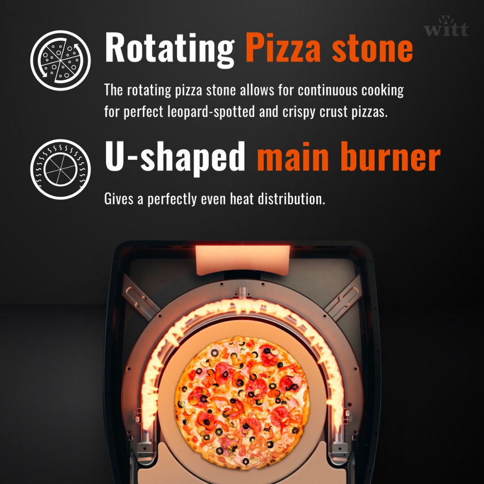 WITT Etna Rotante Gas Powered Pizza Oven w/ Twin Burner & Rotating ...