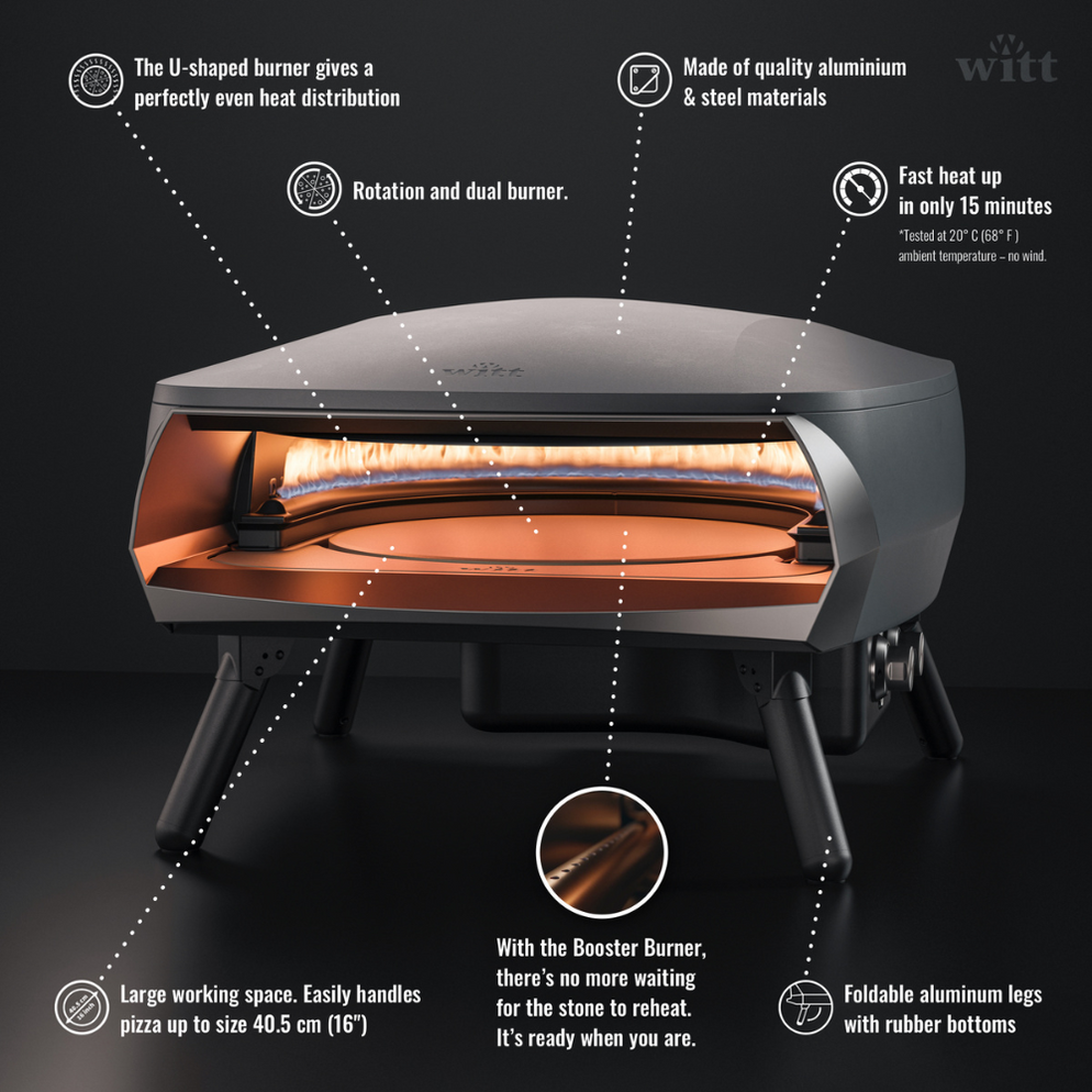 WITT Etna Rotante Gas Powered Pizza Oven w/ Twin Burner & Rotating ...
